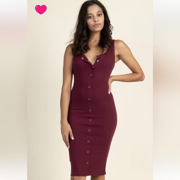 Unlisted | Dresses | Basic Burgundy Shes Ready For The Midi Day Dress ...